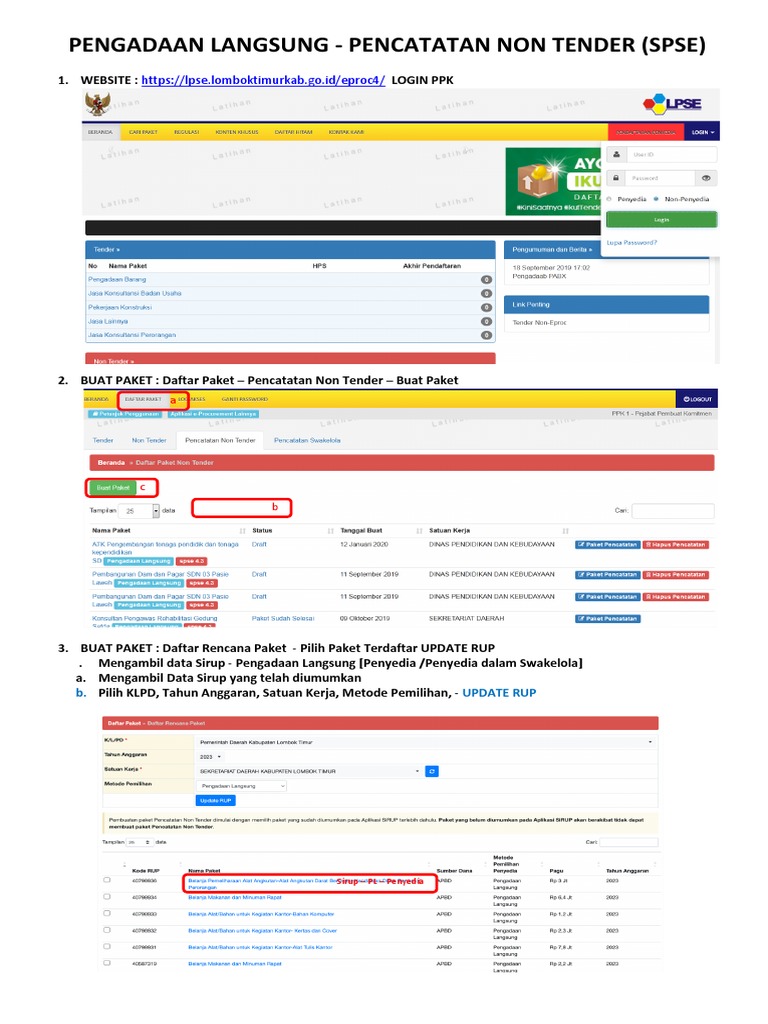 Panduan Pencatatan Non Tender Spse | PDF