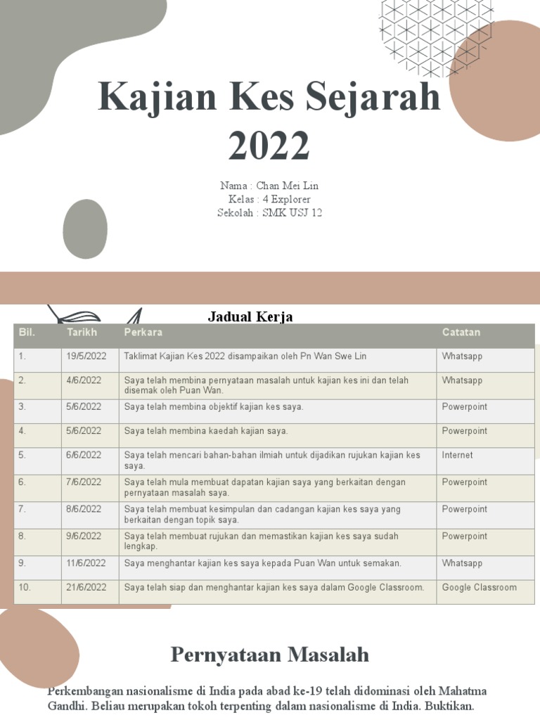 Sejarah Kajian Kes 2022 - Chan Mei Lin | PDF