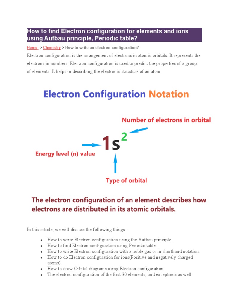 Electron Configuration for Elements and Ions Using Aufbau Principle | PDF