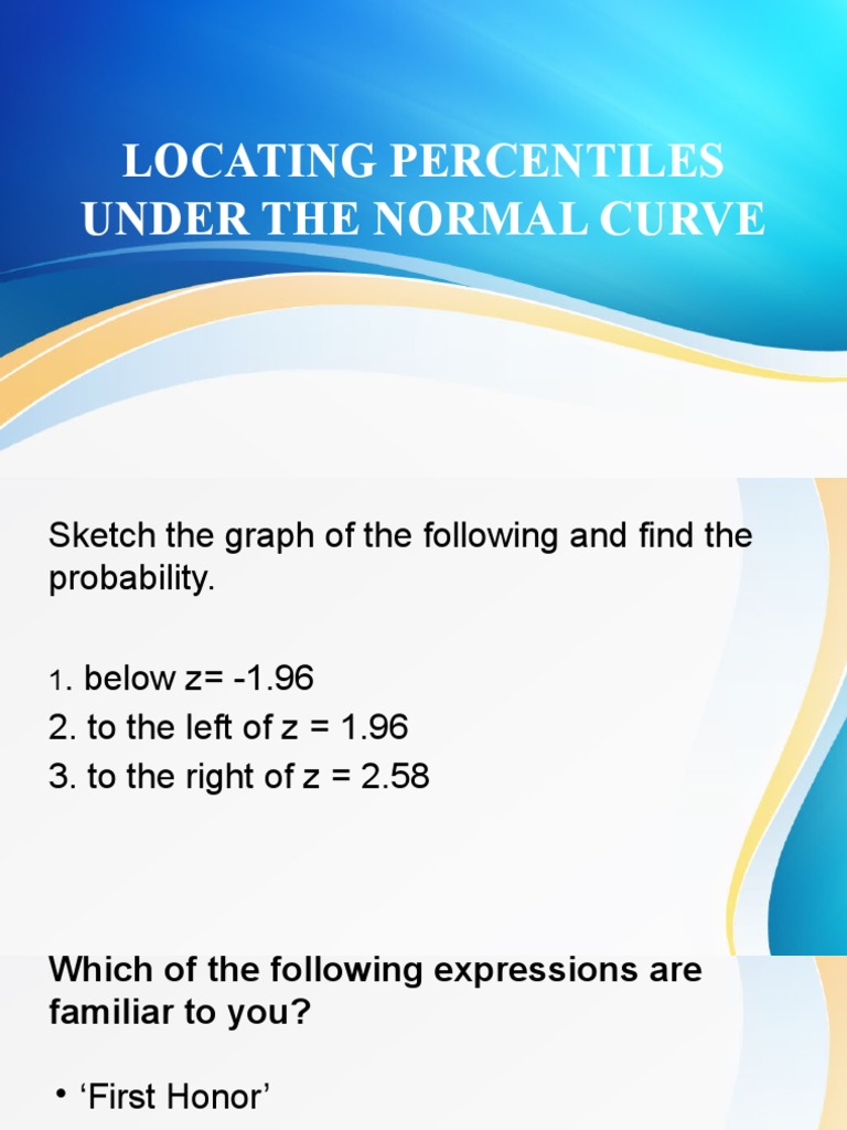 Cot 1 Locating Percentiles Under The Normal Curve | PDF | Percentile | Standard Deviation