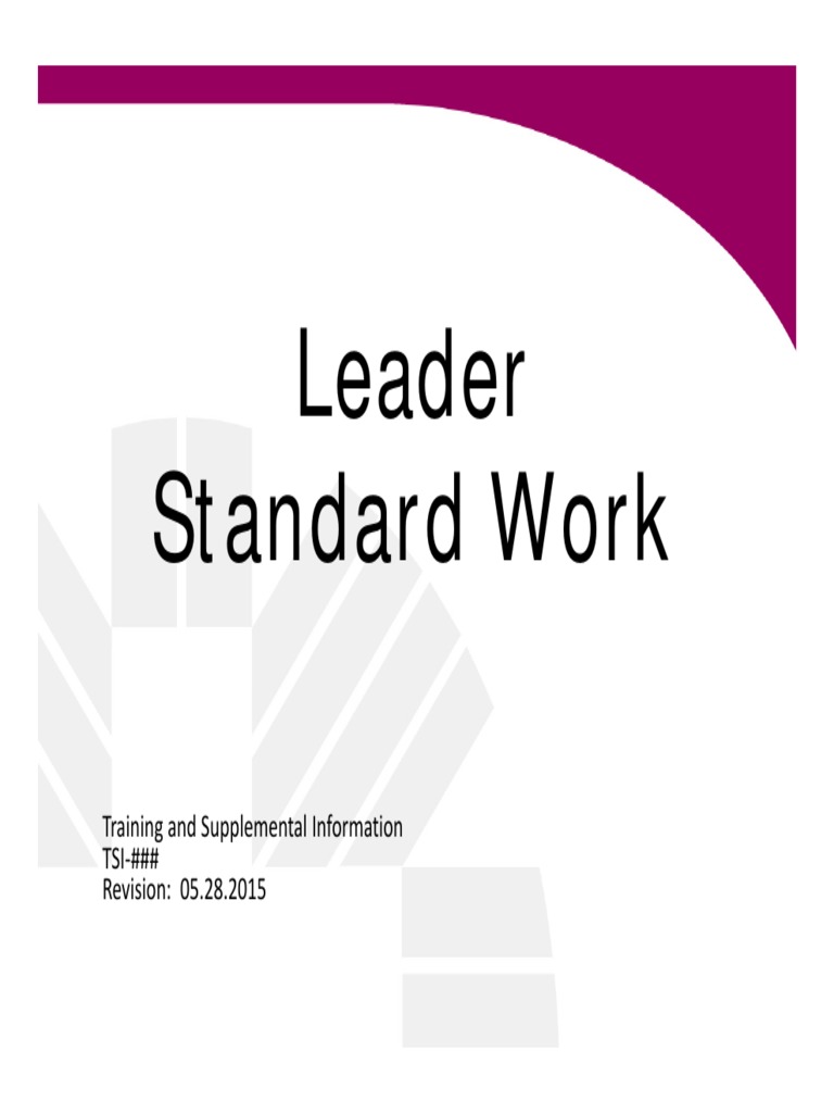 Leader Standard Work Training Guide | PDF | Leadership | Memory