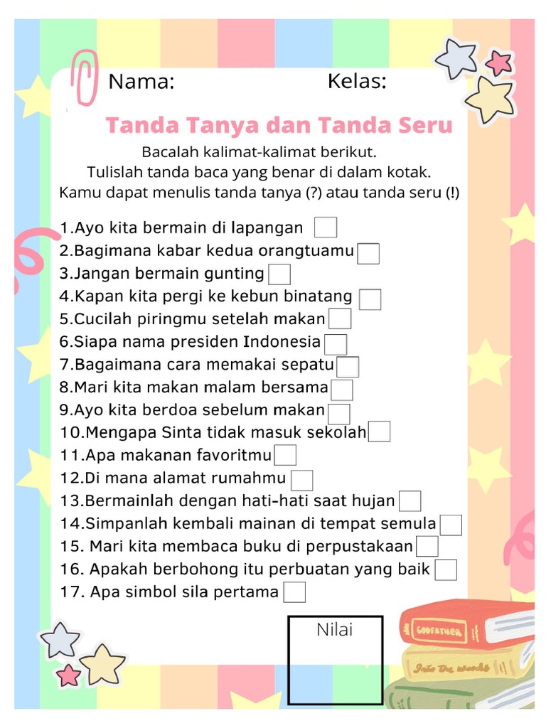 LKPD Tanda Tanya Tanda Seru Kelas 1 | PDF