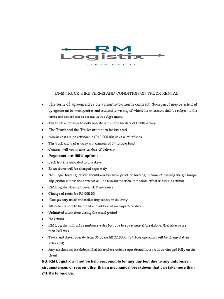 RM Logistics Terms and Conditions | PDF
