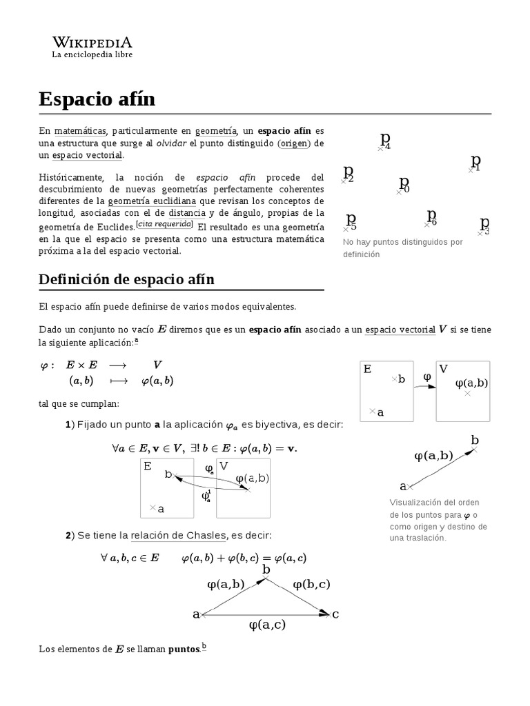 Espacio Afín | PDF | Espacio vectorial | Vector Euclidiano