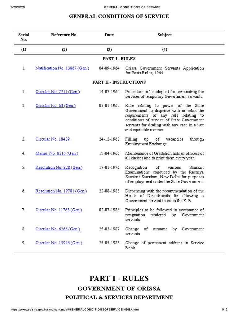 General Conditions of Service | PDF | Employment | Constitution