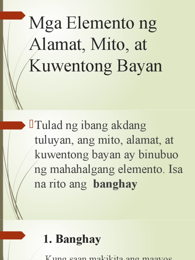 Mga Elemento NG Alamat Mito at | PDF