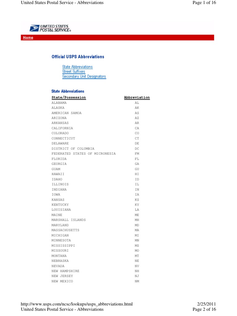 USA States Abbr | PDF | Foreign Language Studies