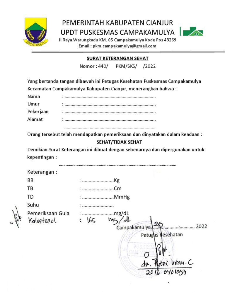 Surat Keterangan Sehat Pdf