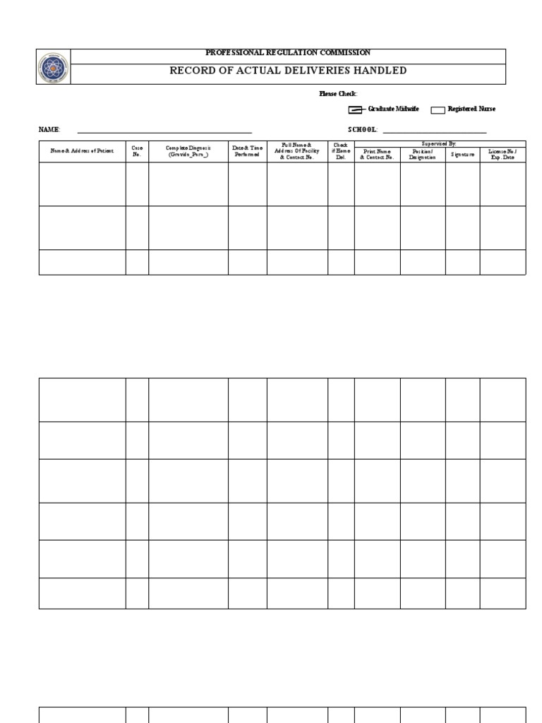 Clinical Training Records Form | PDF | Midwife | Nursing