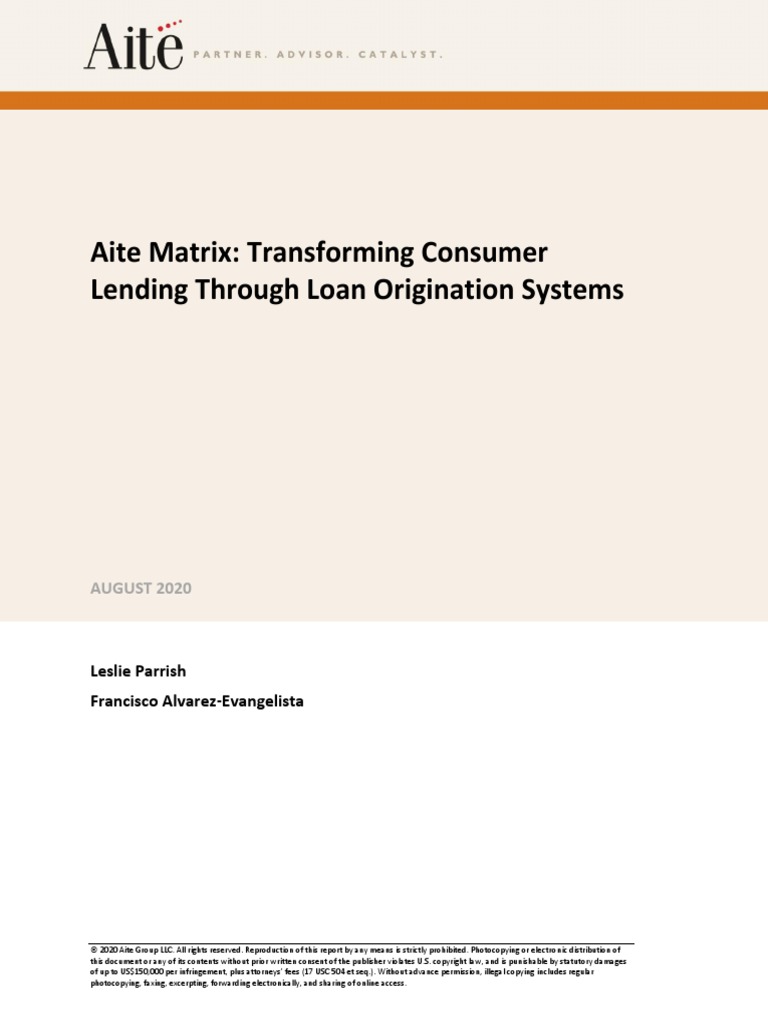 Aite Matrix - Transforming Consumer Lending Through Loan Origination ...