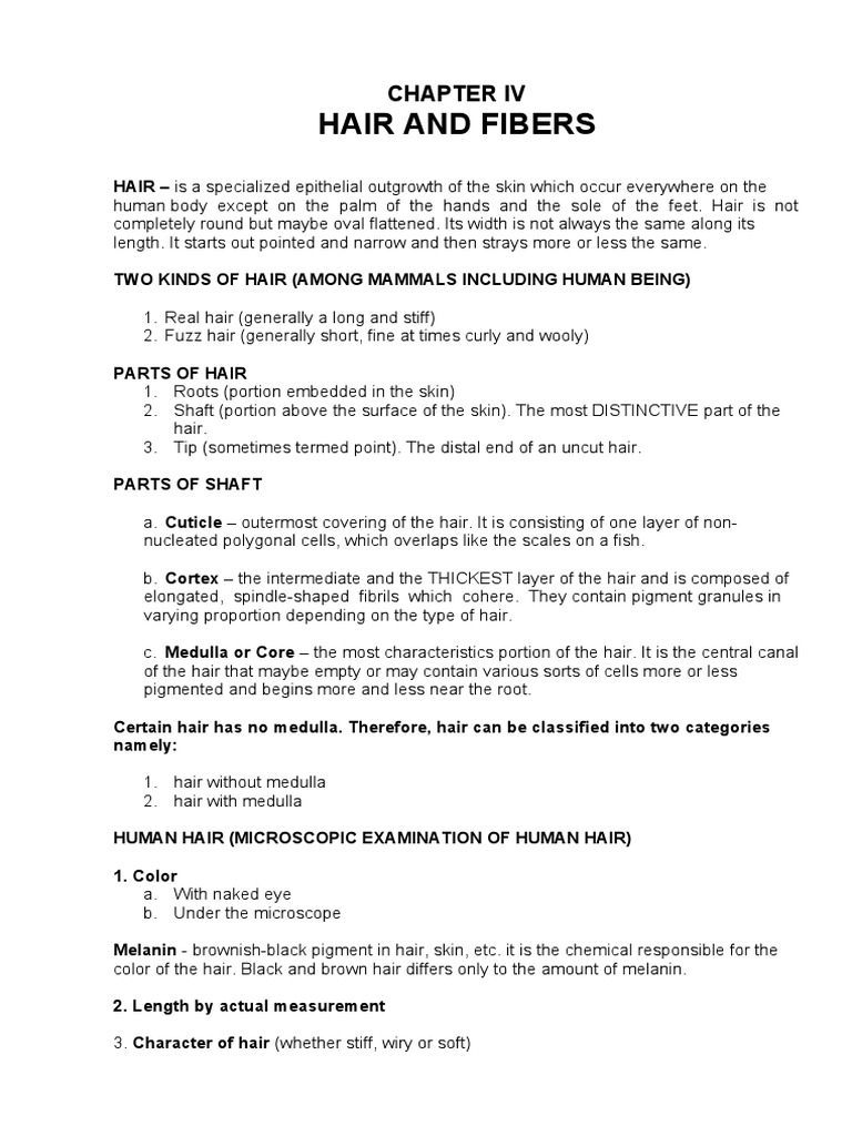 Human Hair and Fiber Analysis Guide | PDF | Hair | Acid