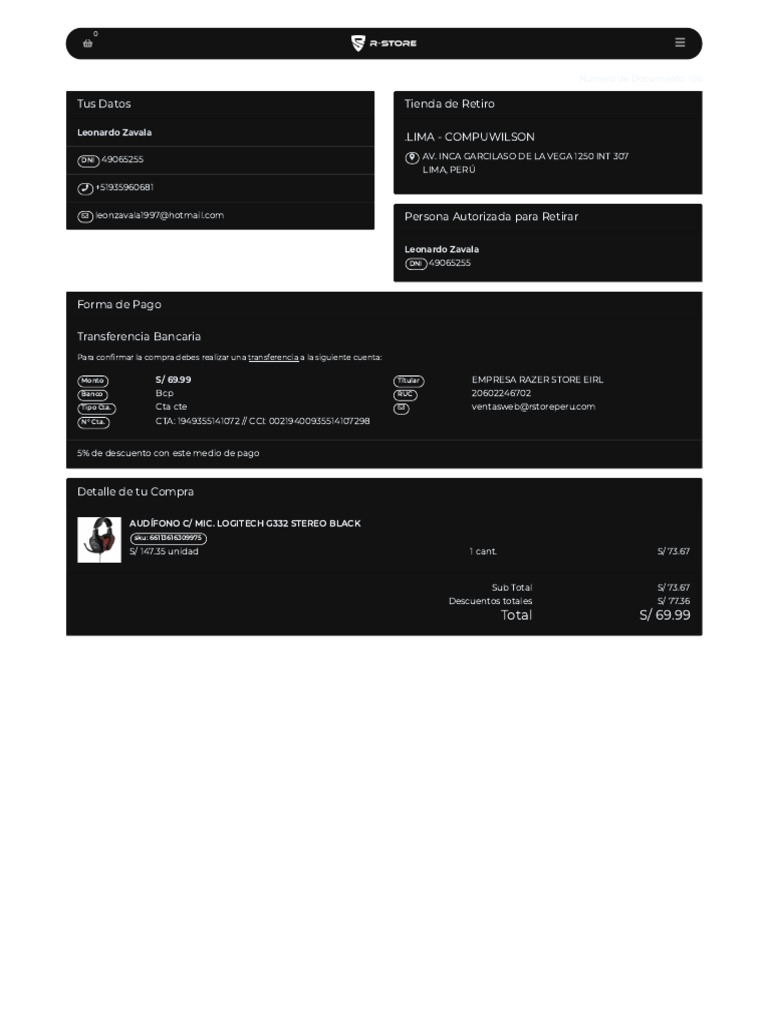 R-Store factura | PDF