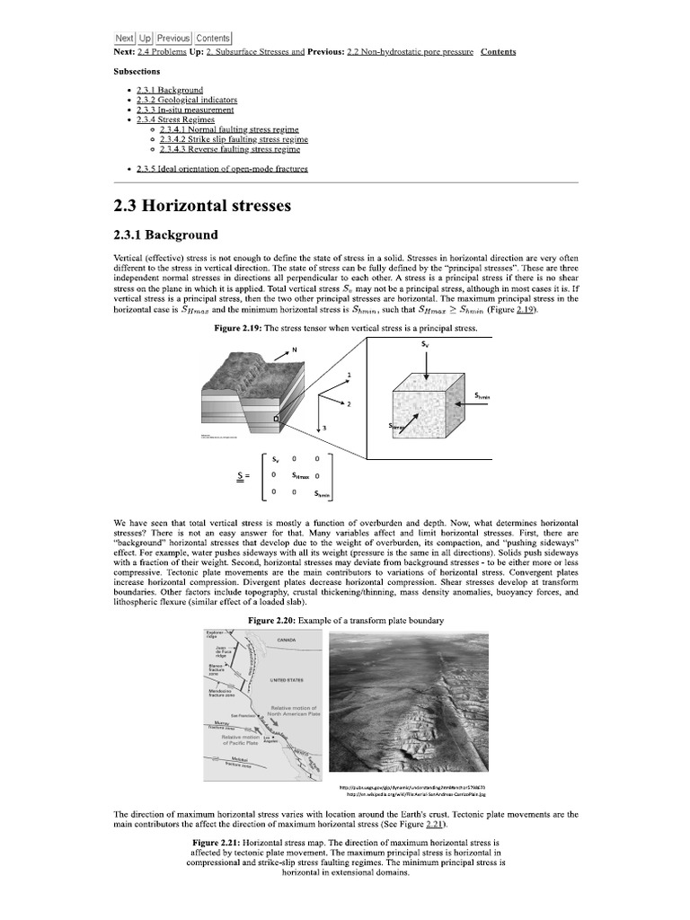 Horizontal Stresses | PDF