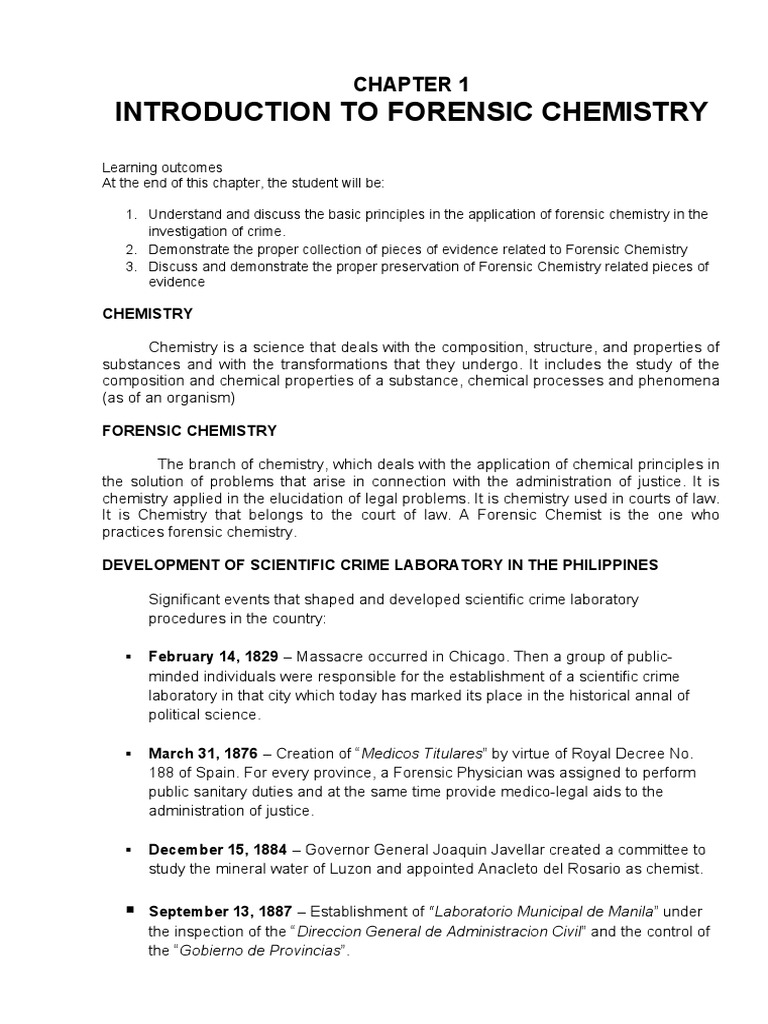 Chapter 1 Introduction To Forensic Chem | PDF