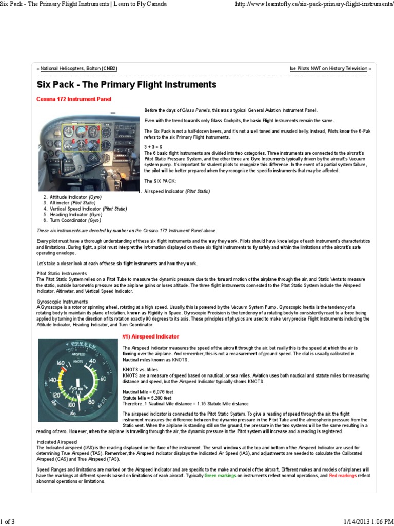 SixPack PrimaryFlightInstruments | PDF | Airspeed | Altimeter