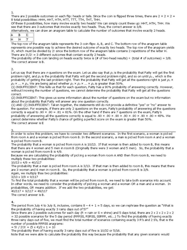 GMAT Quant Topic 8 - Probability Solutions | PDF | Odds | Batting ...