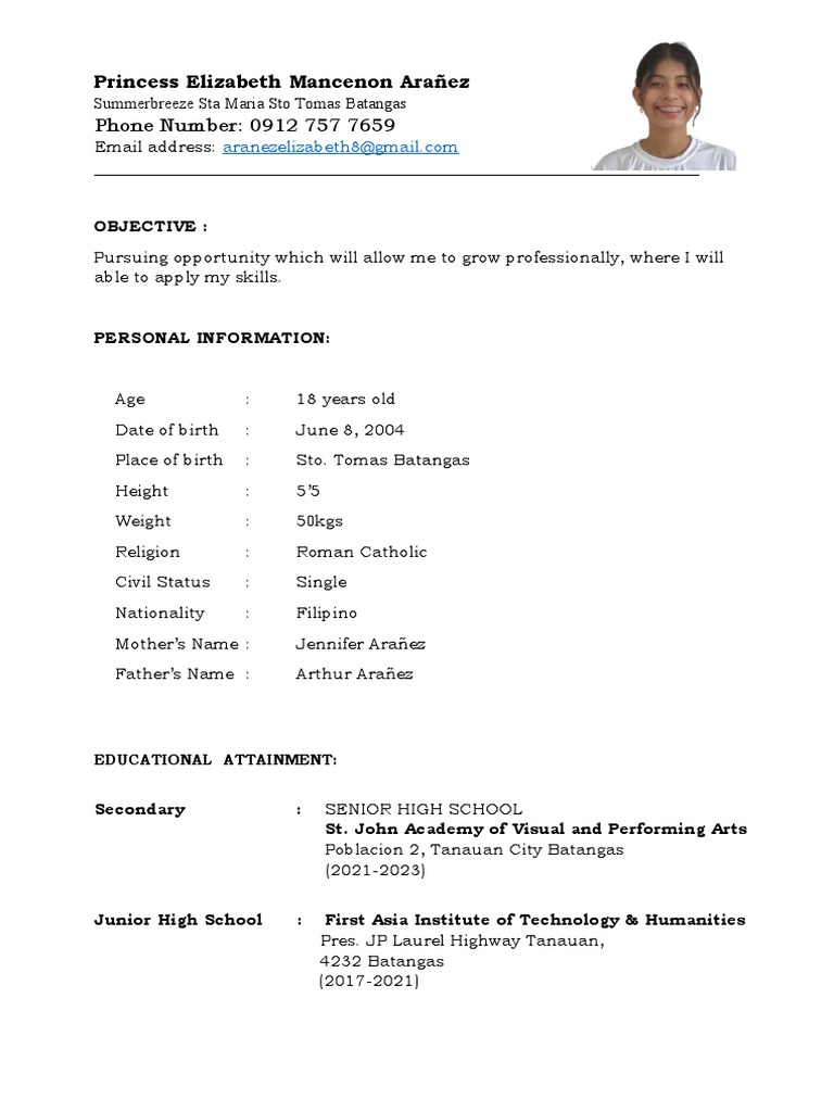 Princess Aranez Resume | PDF