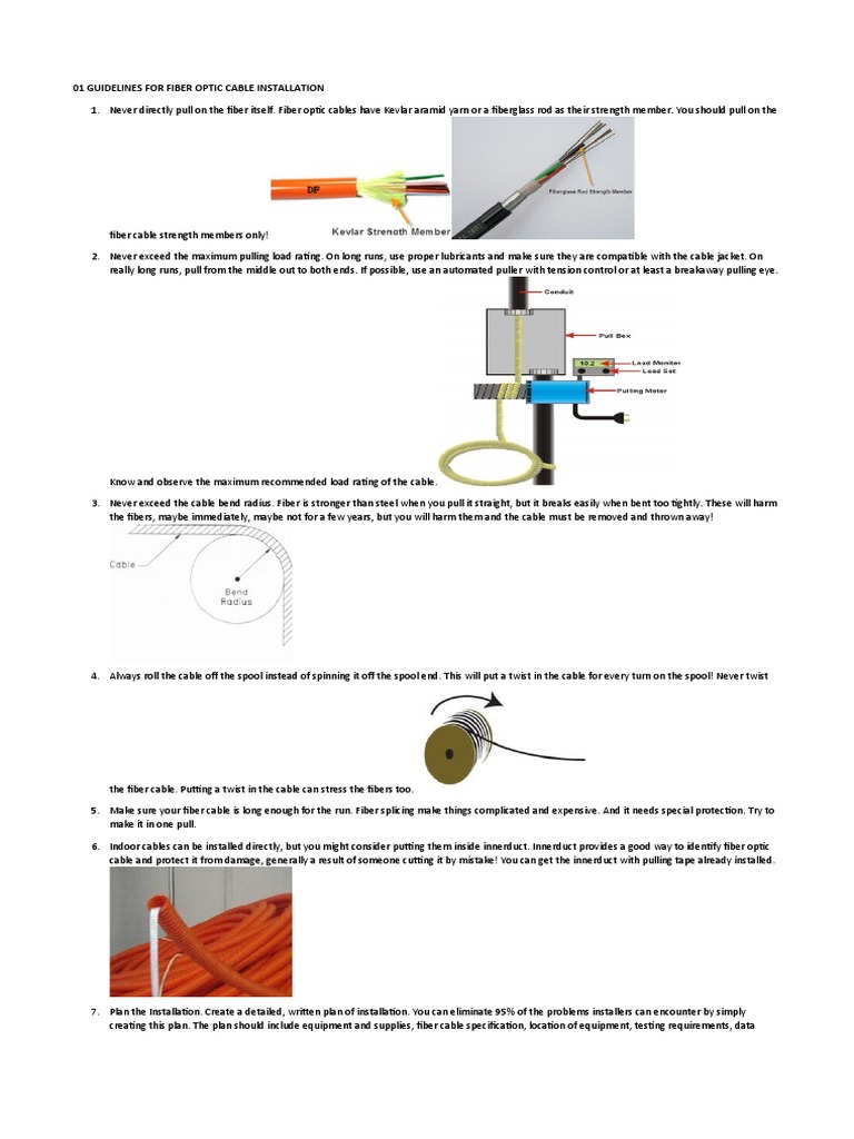 01 Guidelines For Fiber Optic Cable Installation | PDF