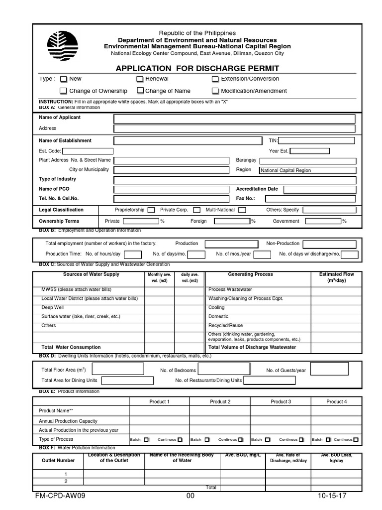 Wastewater Discharge Permit Application | PDF | Sewage Treatment ...