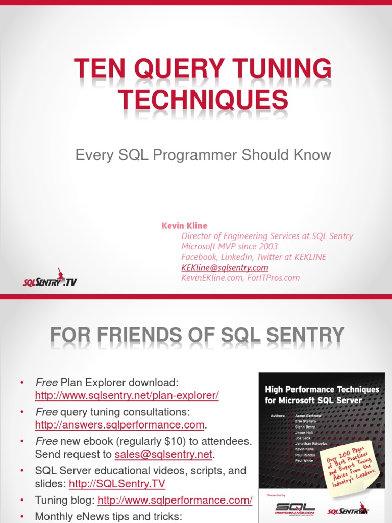 Ten Query Tuning Techniques Every Sql Programmer Download Free Pdf Databases Microsoft Sql