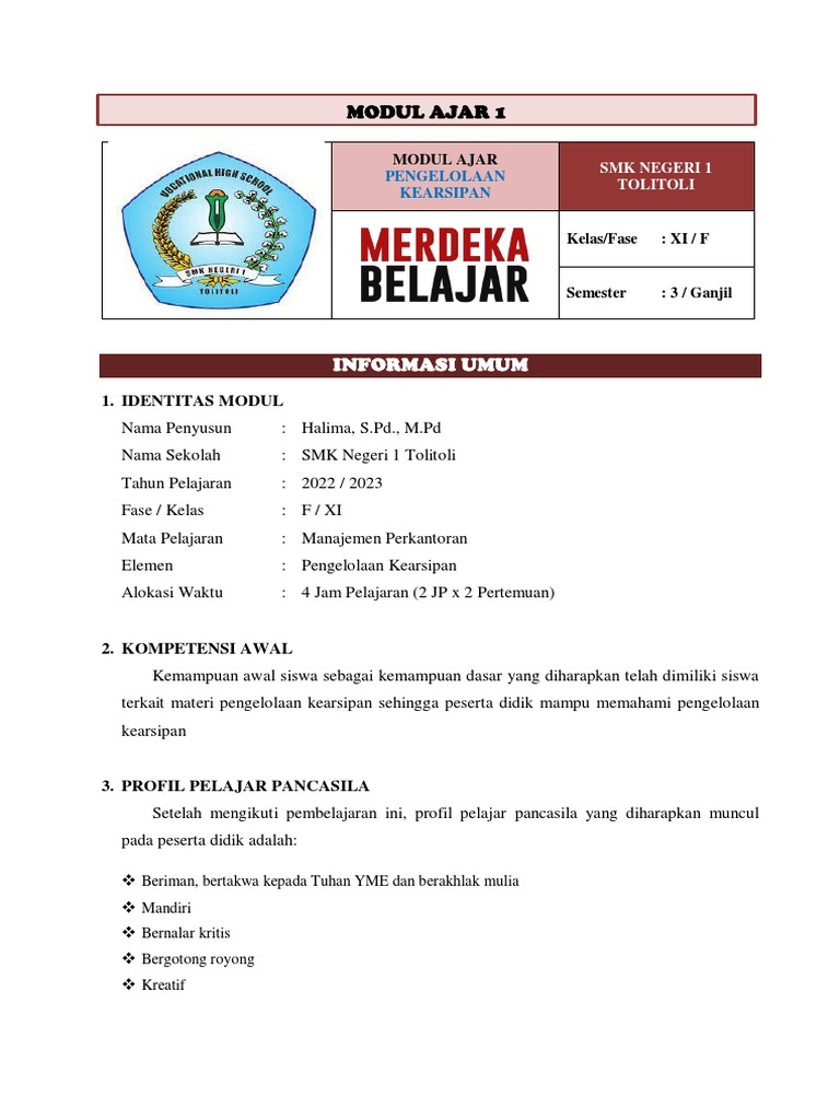 Modul Ajar 1: Informasi Umum | PDF