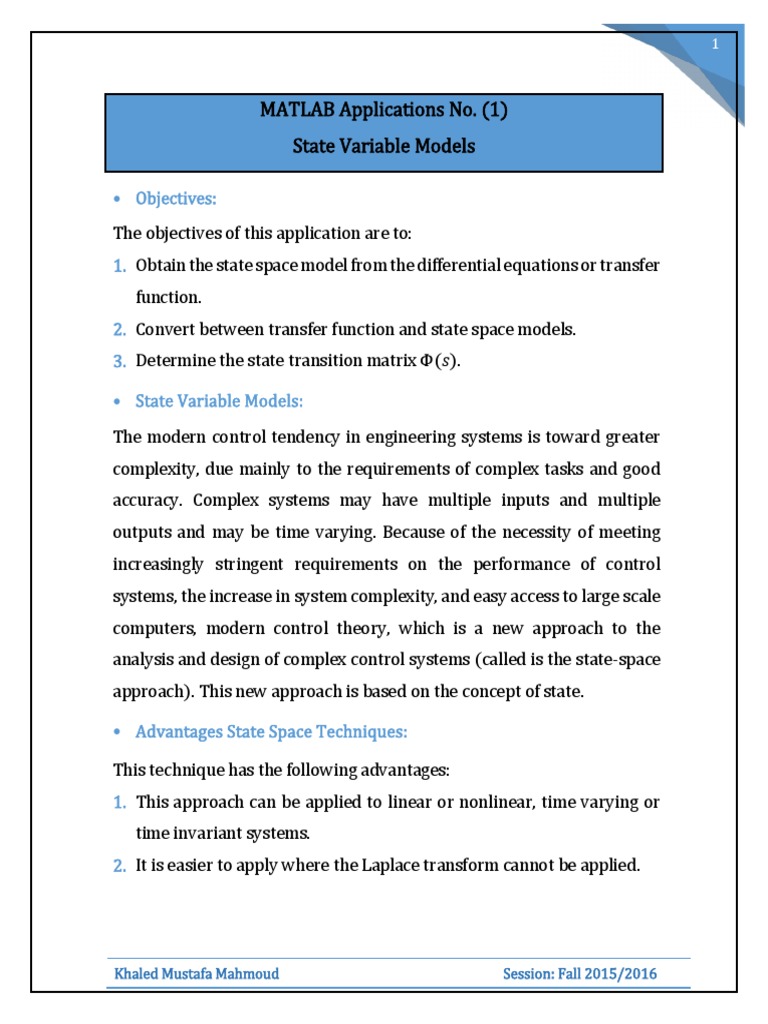 State Variable Models Pdf Mathematical Objects Mathematics 