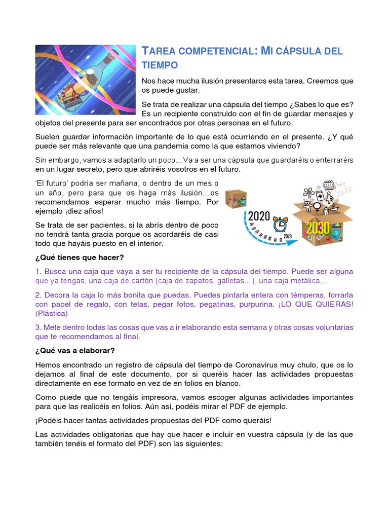 Creando tu Cápsula del Tiempo | PDF