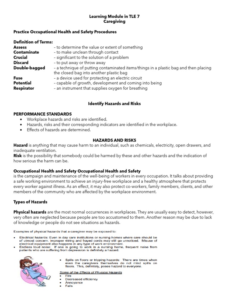 Learning Module in TLE 7 - Caregiving.docx | PDF