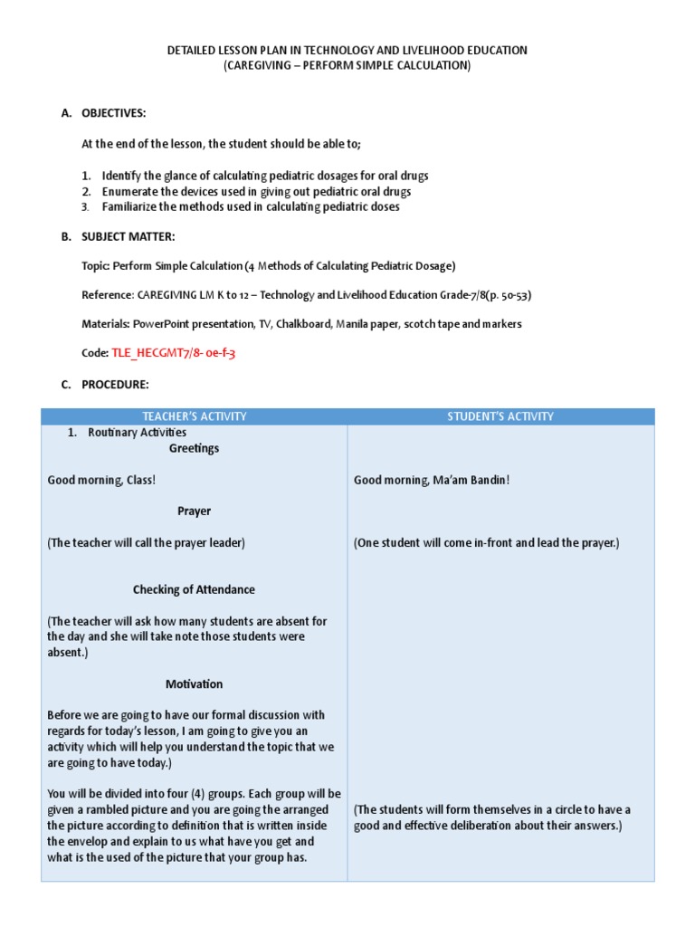 Detailed Lesson Plan in Technology and Livelihood Education - G7 | PDF ...