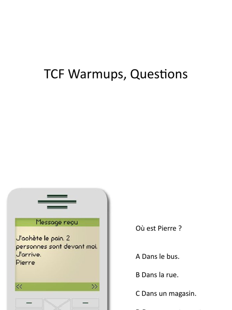 TCF Warmups Questions | PDF