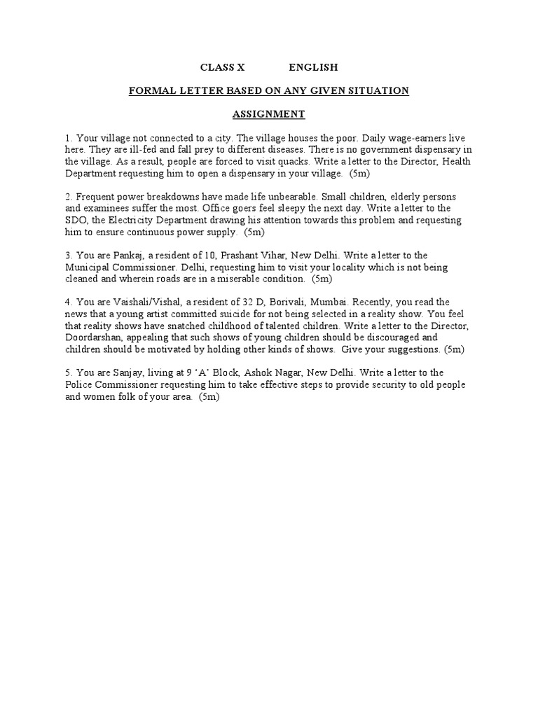 Assignment Based On Formal Letters | PDF Assignment Based On Formal Letters | PDF
