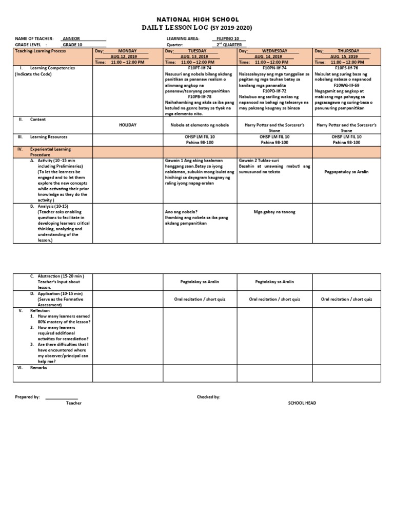 DLL Fil 10 - DLL | PDF | Change | Pedagogy