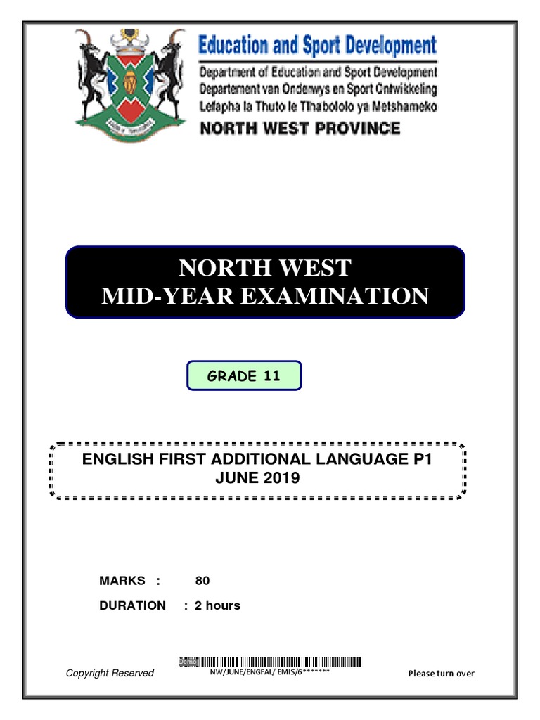 English GR 11 FAL Paper 1 | PDF