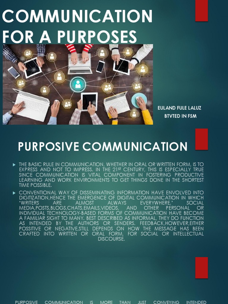 Communication For A Purpose | PDF | Communication | Cognitive Science