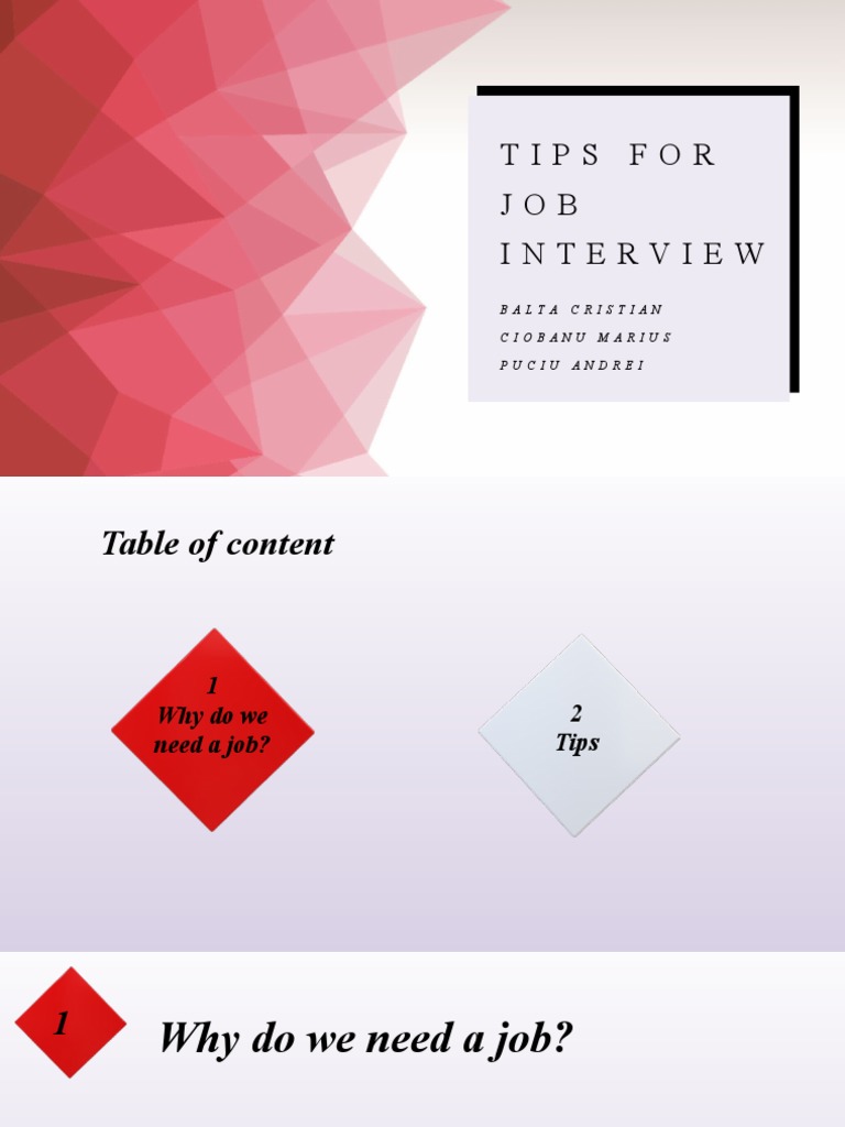 Tips For Job Interview - PowerPoint | PDF | Job Interview