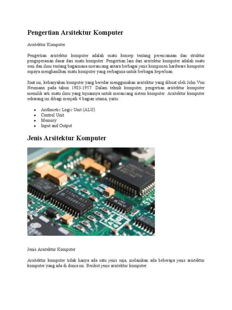 Pengertian Arsitektur Komputer | PDF