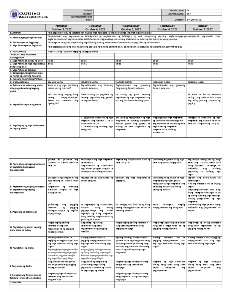 ESP 4 Q1WEEK 7 October 3 7 | PDF