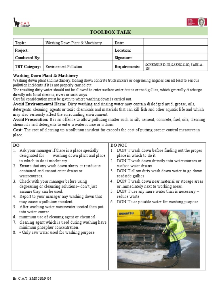 EP - Washing Down Plant & Machinery | PDF | Water | Concrete