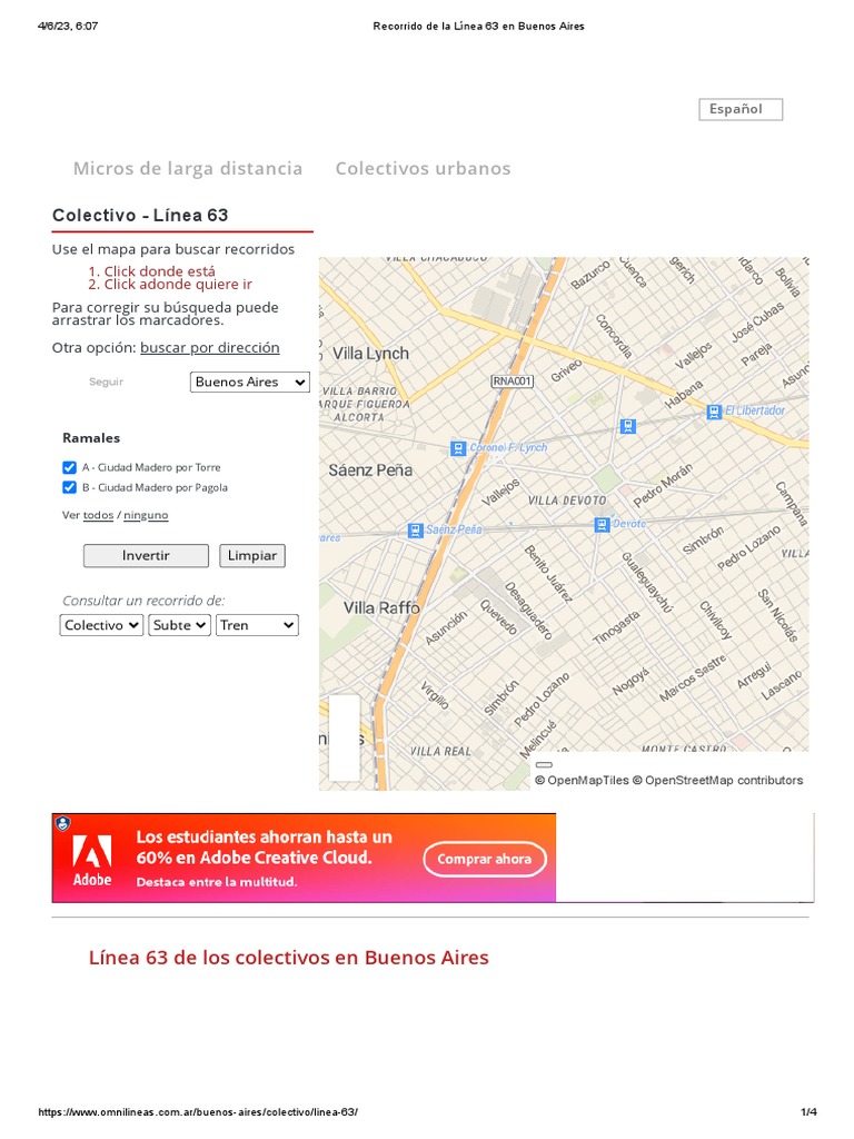 Recorrido de La Línea 63 en Buenos Aires | PDF