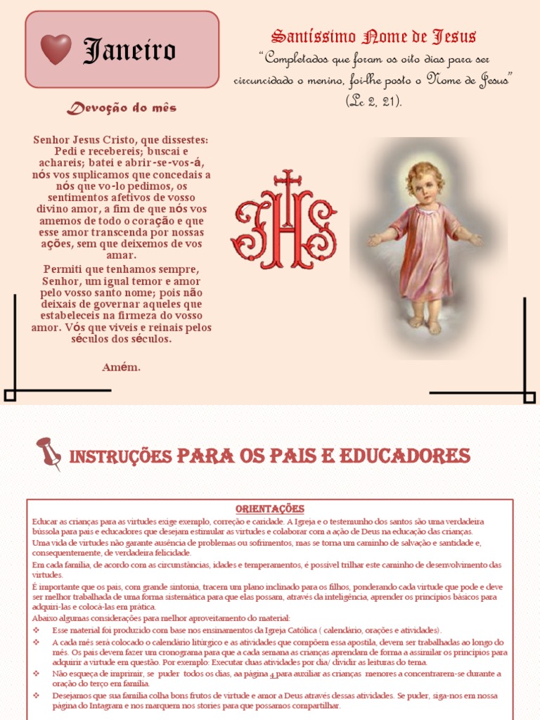 Calendário Das Virtudes Mes Janeiro | PDF | Pecado | Maria, mãe de Jesus