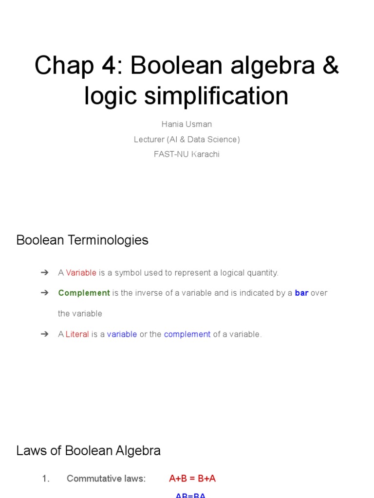 Chapter 4 (Boolean Algebra and Logic Simplification) | PDF | Mathematics | Mathematical Logic