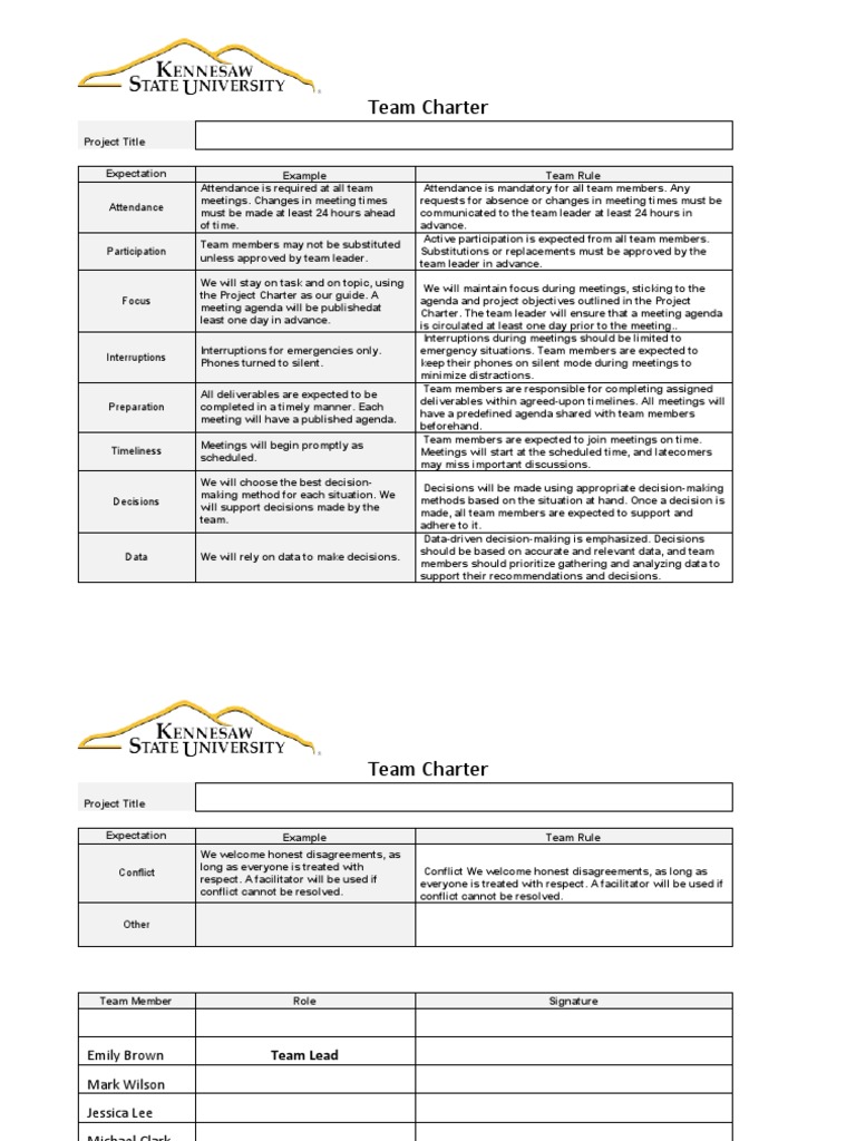 Six Sigma Yellow Belt Team Charter Template | PDF | Facilitator | Business