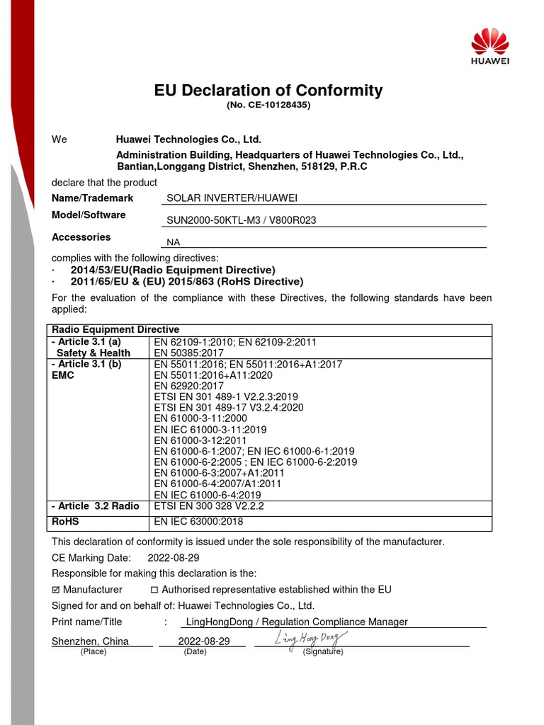 Sun2000-50ktl-M3 Ce Doc - HW - 20220829 | PDF