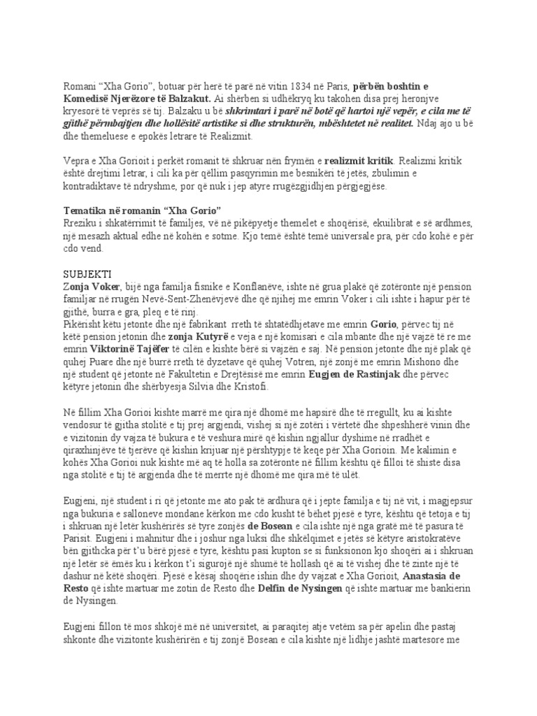 Balzak Xha Gorio | PDF