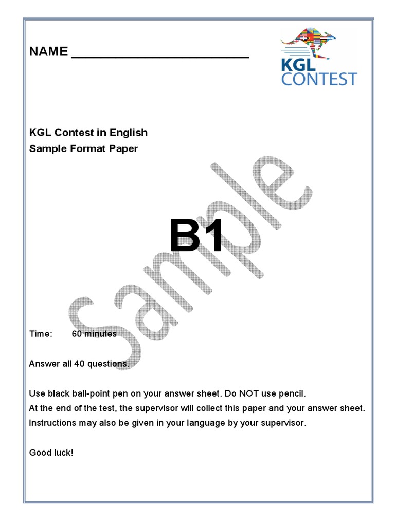 KGL Sample Format Paper B1 - 2 | PDF