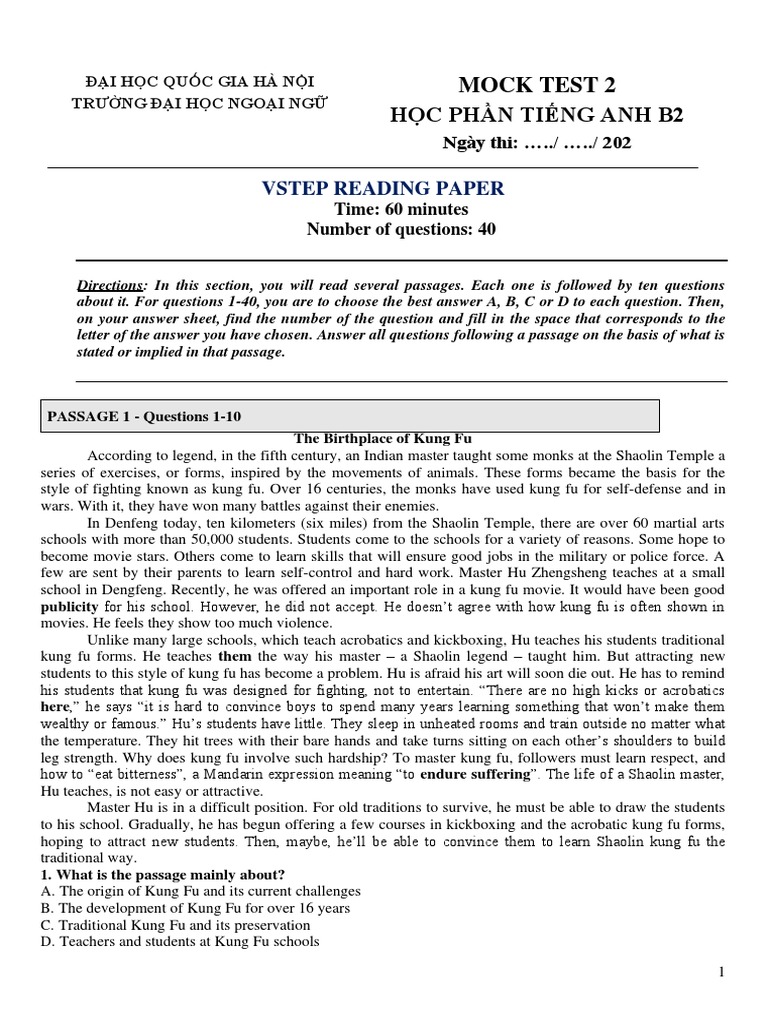 MT 2 - Reading | PDF