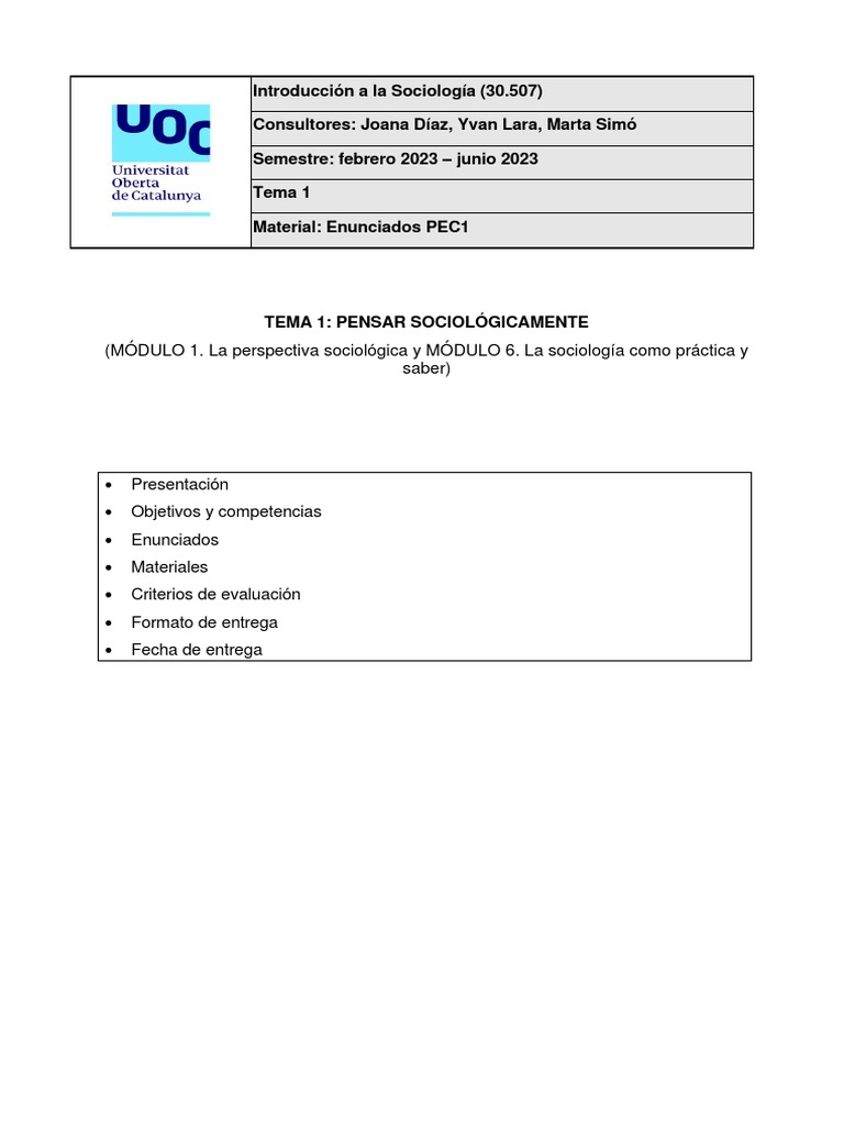 30.507.PEC1 Cast | PDF | Sociología | Evaluación