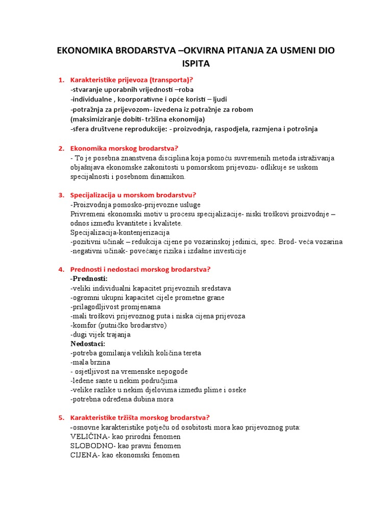 Ekonomika Usmeni Pitanja | PDF