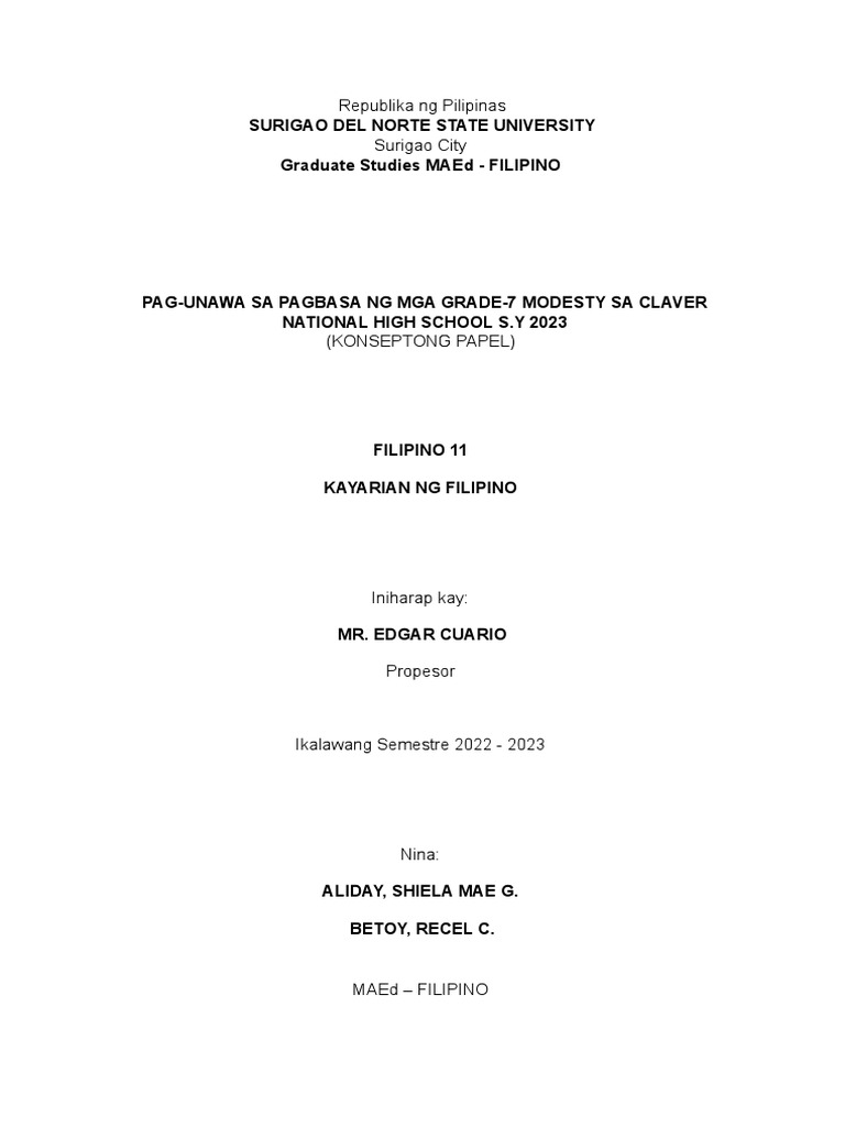 Pagbasa at Pagsuri Title | PDF