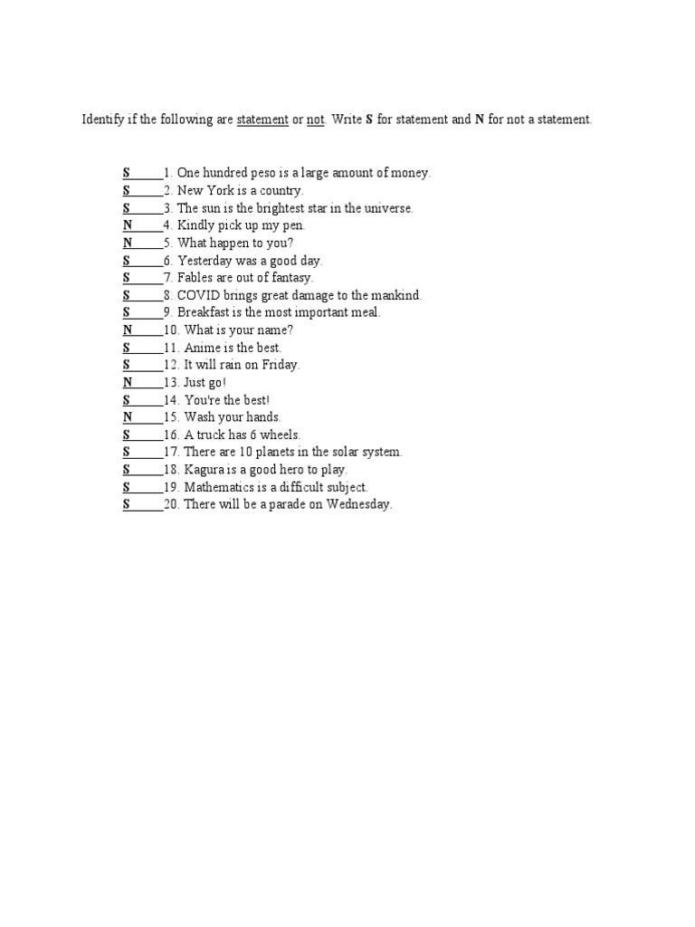 Statement or Not | PDF